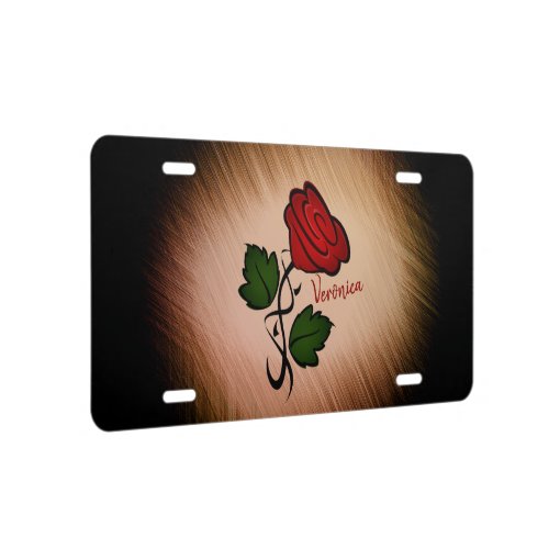 Red Rose on Black Personalized License Plate | Zazzle