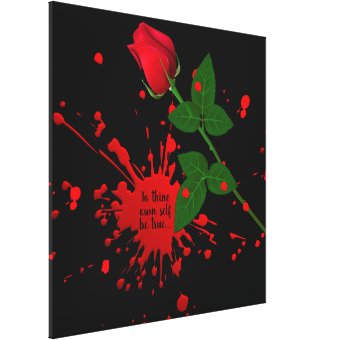 Red rose paint splatter with quote canvas print | Zazzle