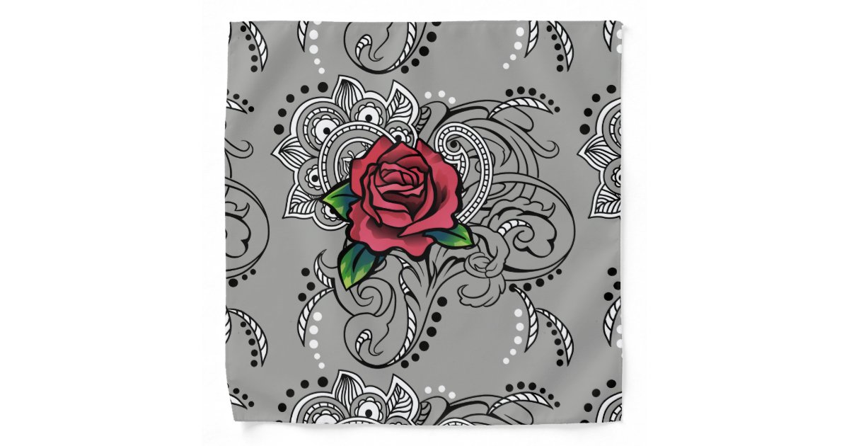 Red Rose Paisley Bandana | Zazzle