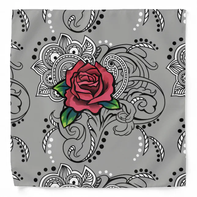 Red Rose Paisley Bandana | Zazzle