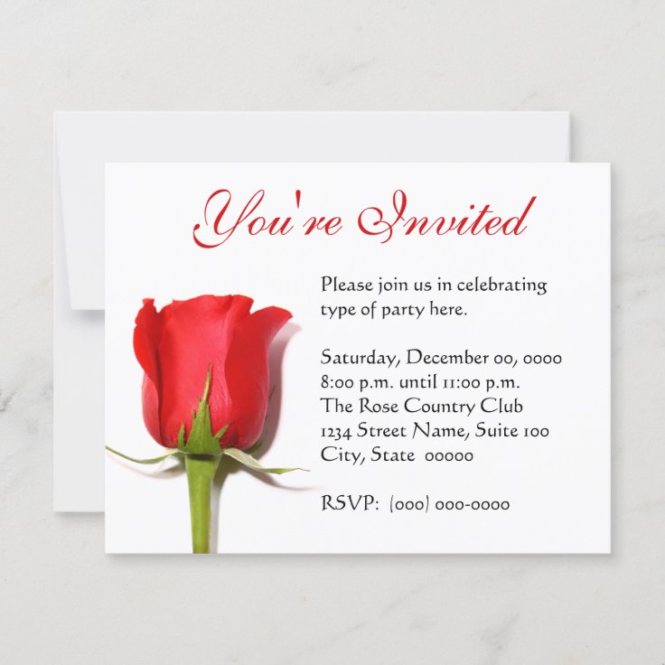 Red Rose Party Invitation | Zazzle