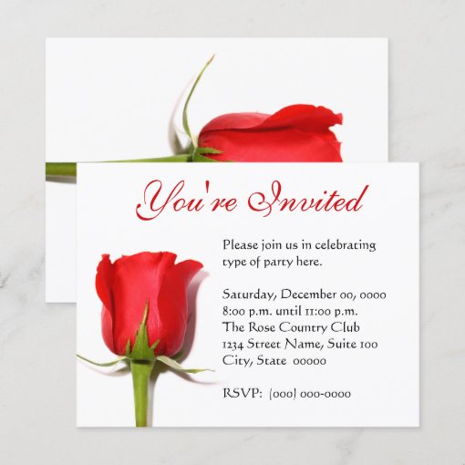 Red Rose Party Invitation | Zazzle