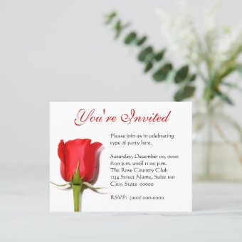 Red Rose Party Invitation | Zazzle