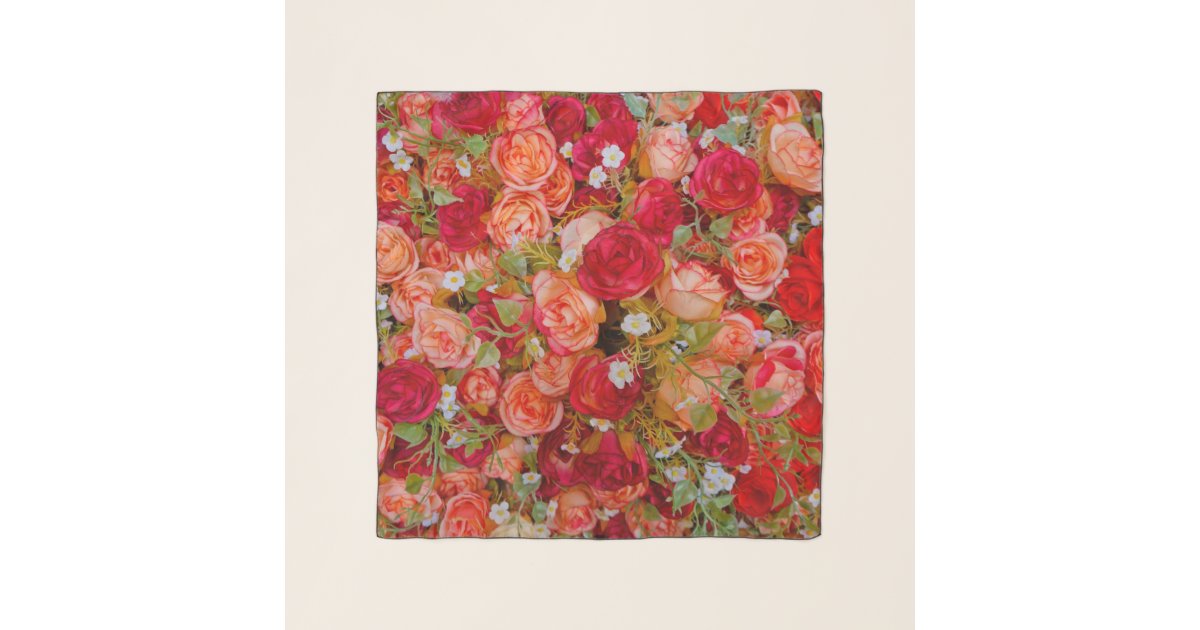 Red Rose Pattern Scarf | Zazzle
