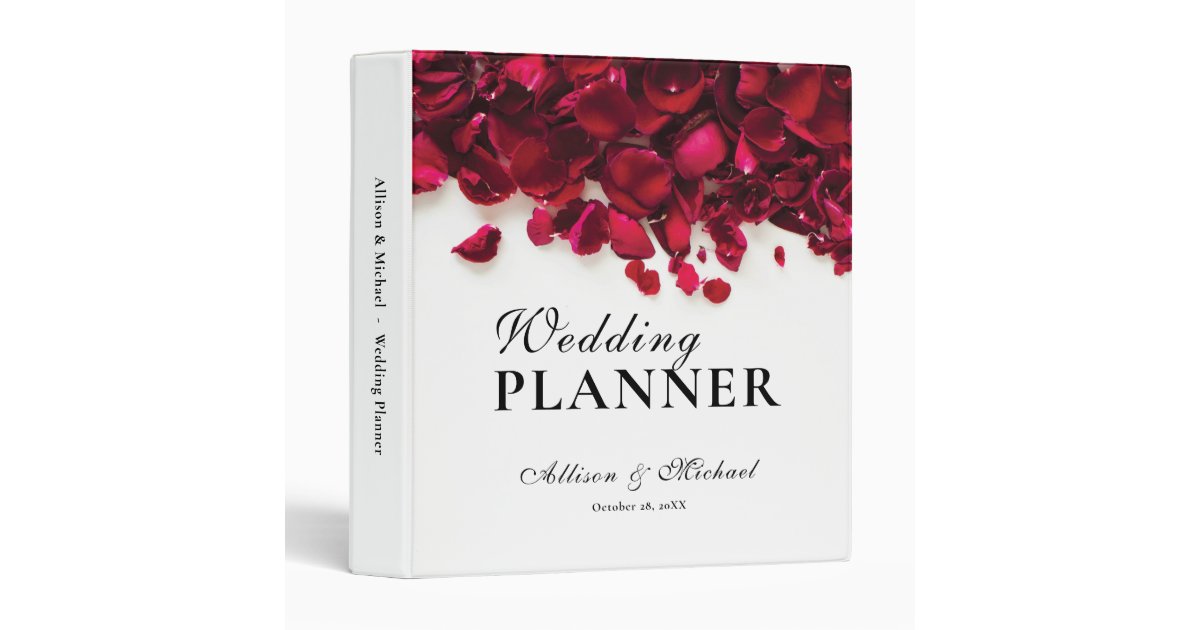 Red Rose Petals Wedding Planner 3 Ring Binder | Zazzle