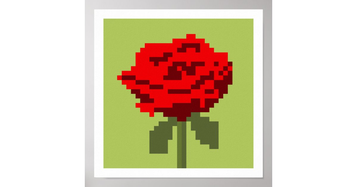 Red Rose | Pixel Art Poster | Zazzle