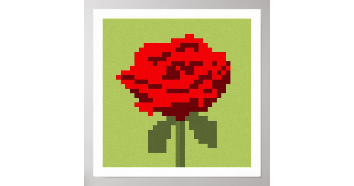 Red Rose | Pixel Art Poster | Zazzle