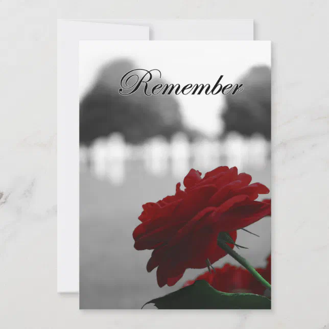 Red Rose Remember Memorial Day Invitation | Zazzle
