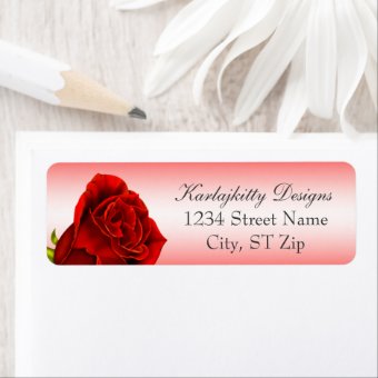 Red Rose Return Labels | Zazzle