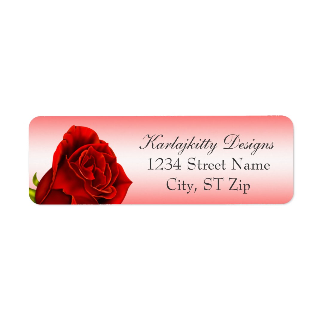 Red Rose Return Labels | Zazzle