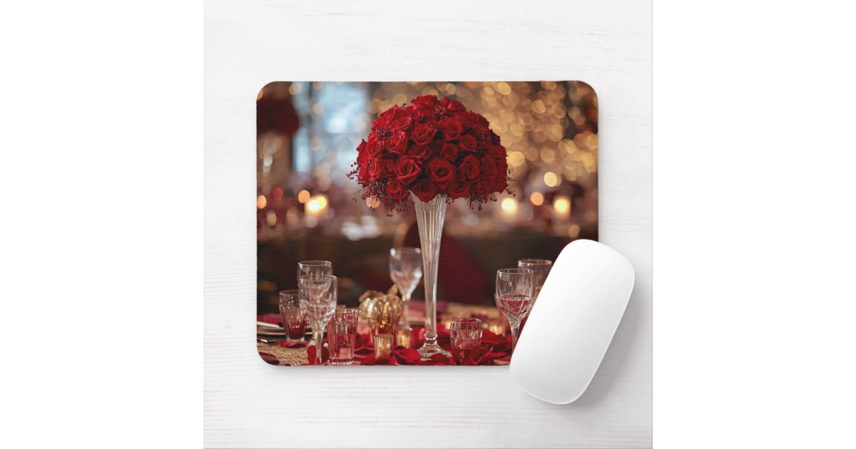 Red Rose Romantic Valentine Office Desk Mouse Pad | Zazzle