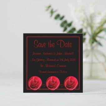 Red Rose Save the Date Invitation | Zazzle
