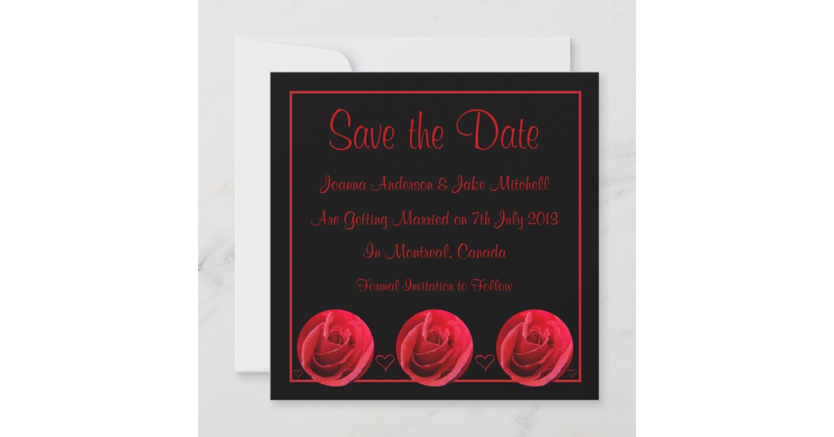 Red Rose Save the Date Invitation | Zazzle