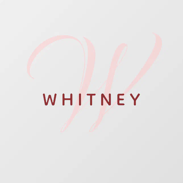 Red Rose Simple Monogram Name & Initial Wall Decal | Zazzle