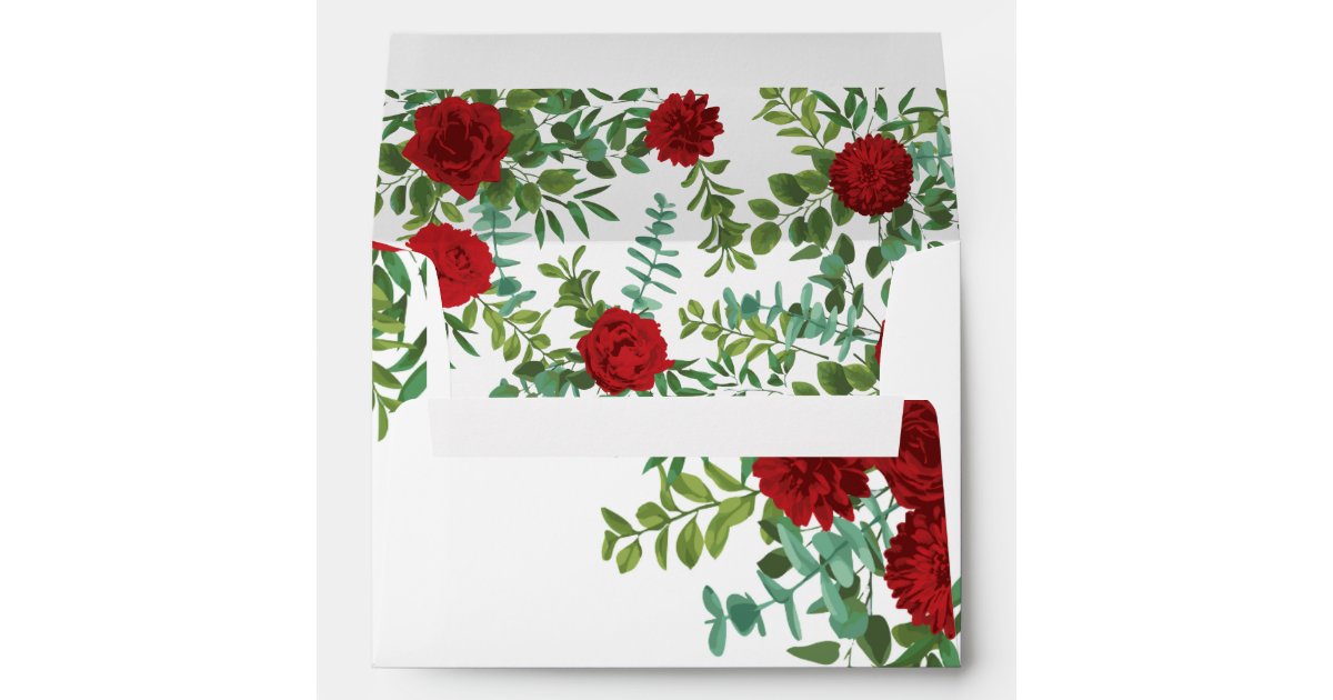 Red Rose Wedding Elegant Classic Envelope | Zazzle