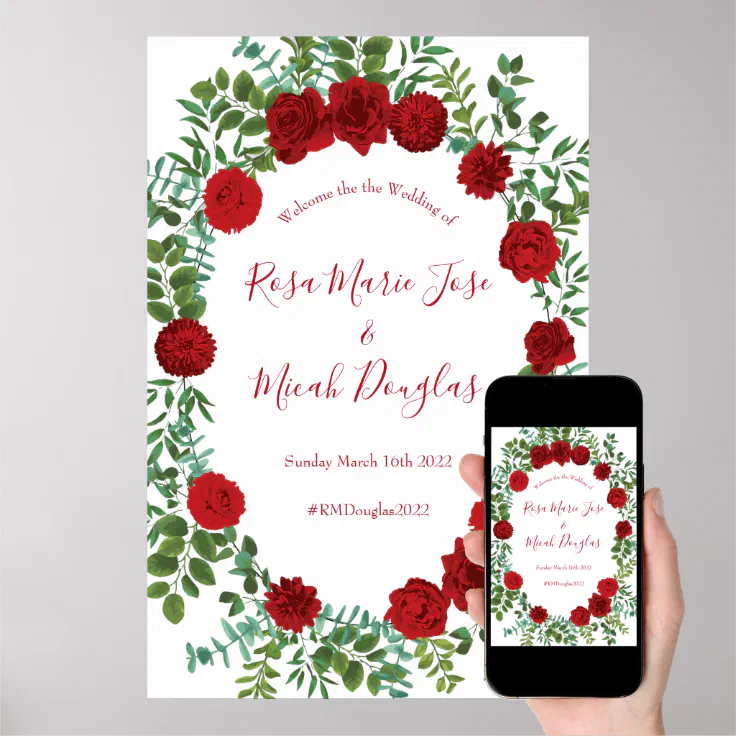 Red Rose Wedding Elegant Classic Poster | Zazzle
