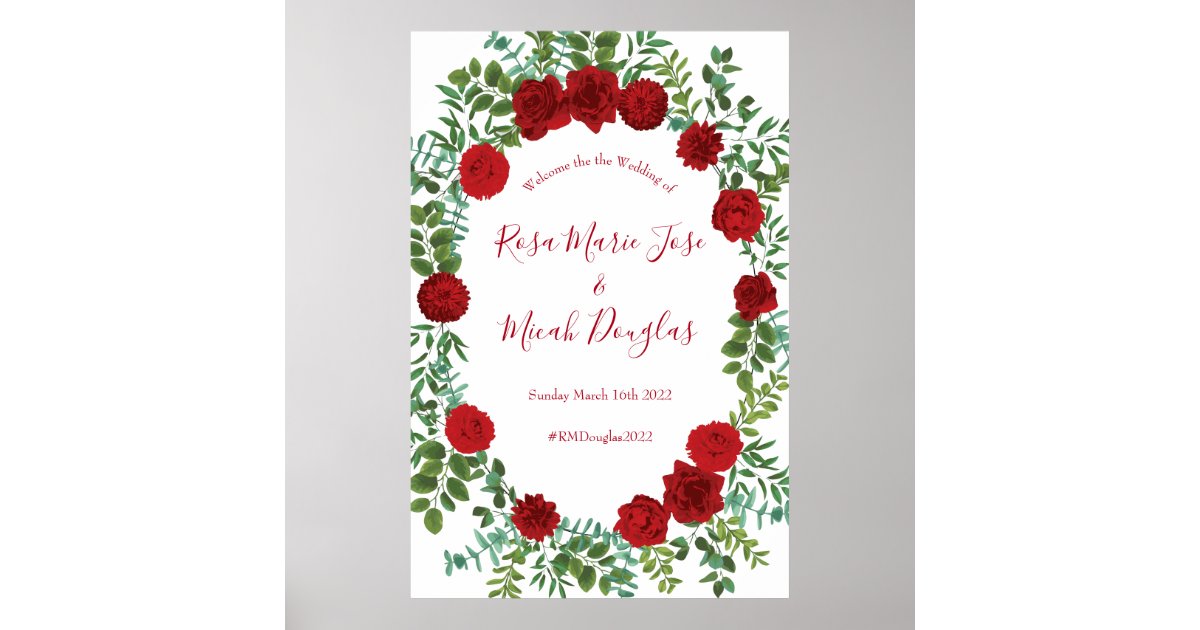 Red Rose Wedding Elegant Classic Poster | Zazzle