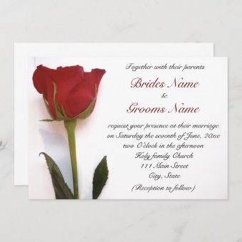 Red rose wedding invitation | Zazzle