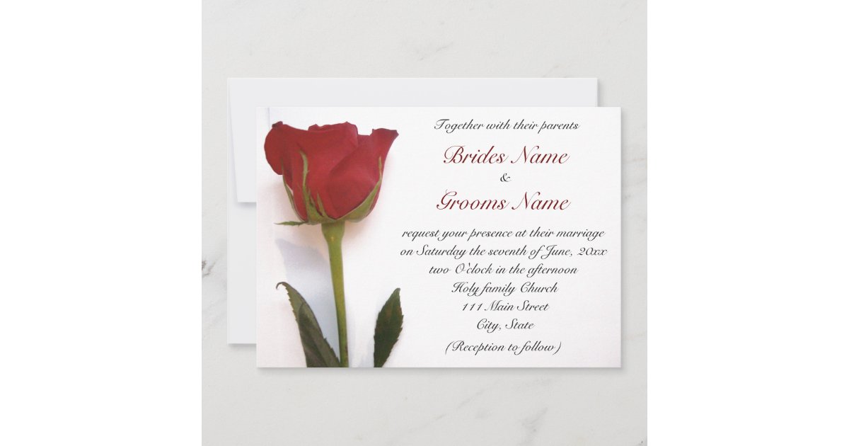 Red rose wedding invitation | Zazzle