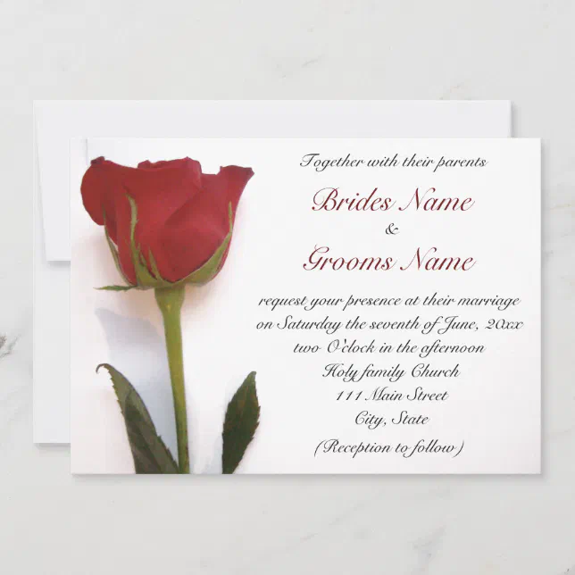 Red rose wedding invitation | Zazzle