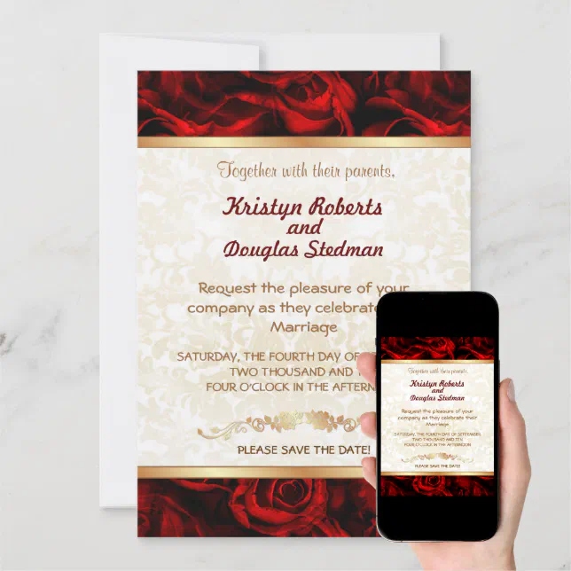 Red Rose - Wedding Invitation | Zazzle