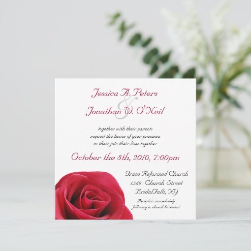 Red Rose wedding invitation | Zazzle