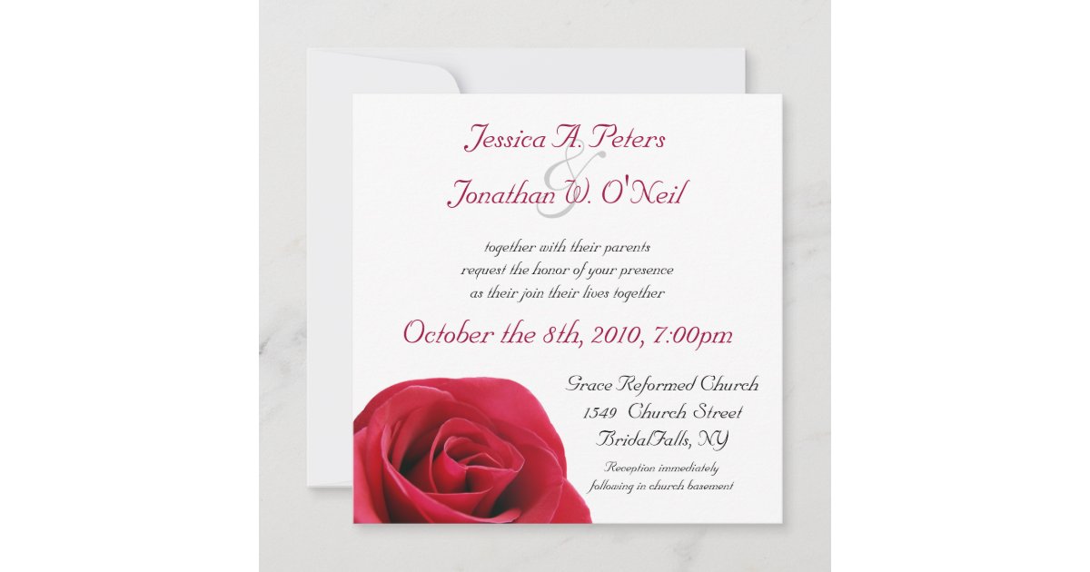 Red Rose wedding invitation | Zazzle