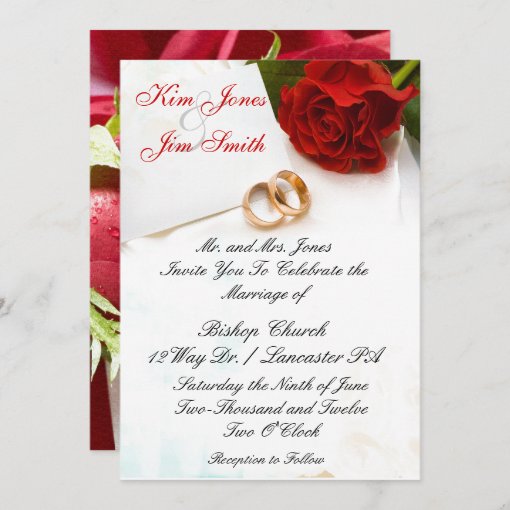 red rose wedding invitations | Zazzle