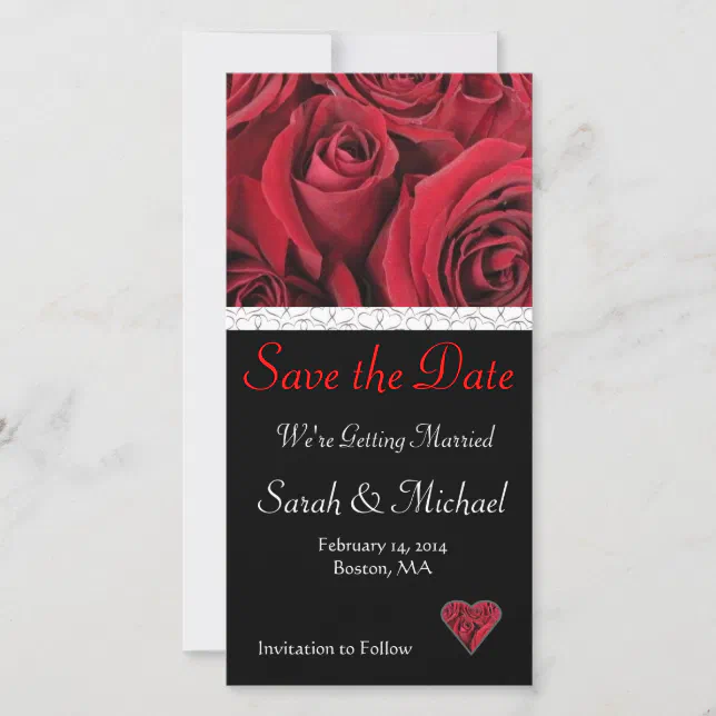 Red Rose Wedding Save the Date Card | Zazzle