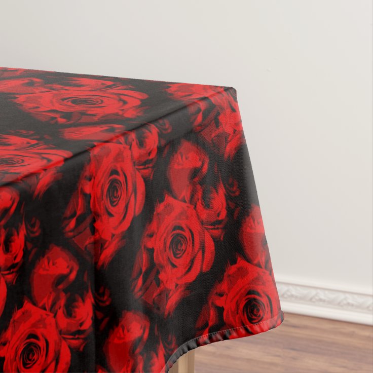 Red Rose with Black Tablecloth | Zazzle