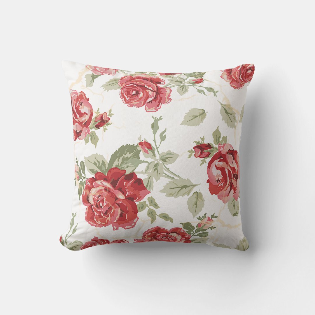 Red rose with white background print throw pillow | Zazzle