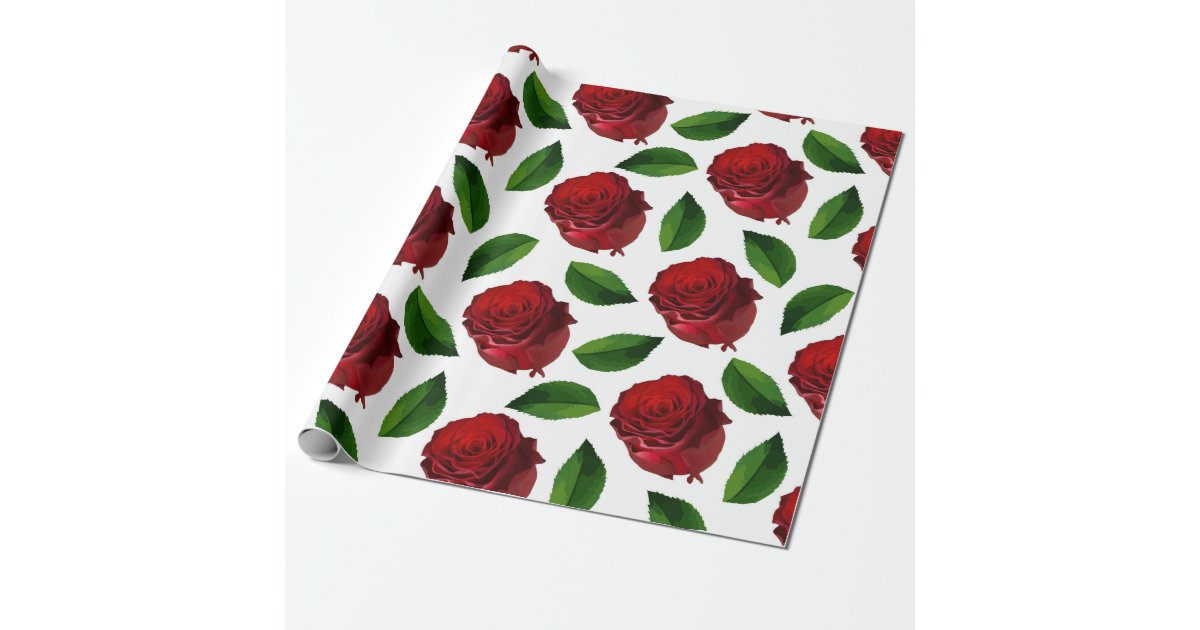 Red rose wrapping paper | Zazzle