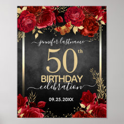 Red roses 50th birthday Poster | Zazzle