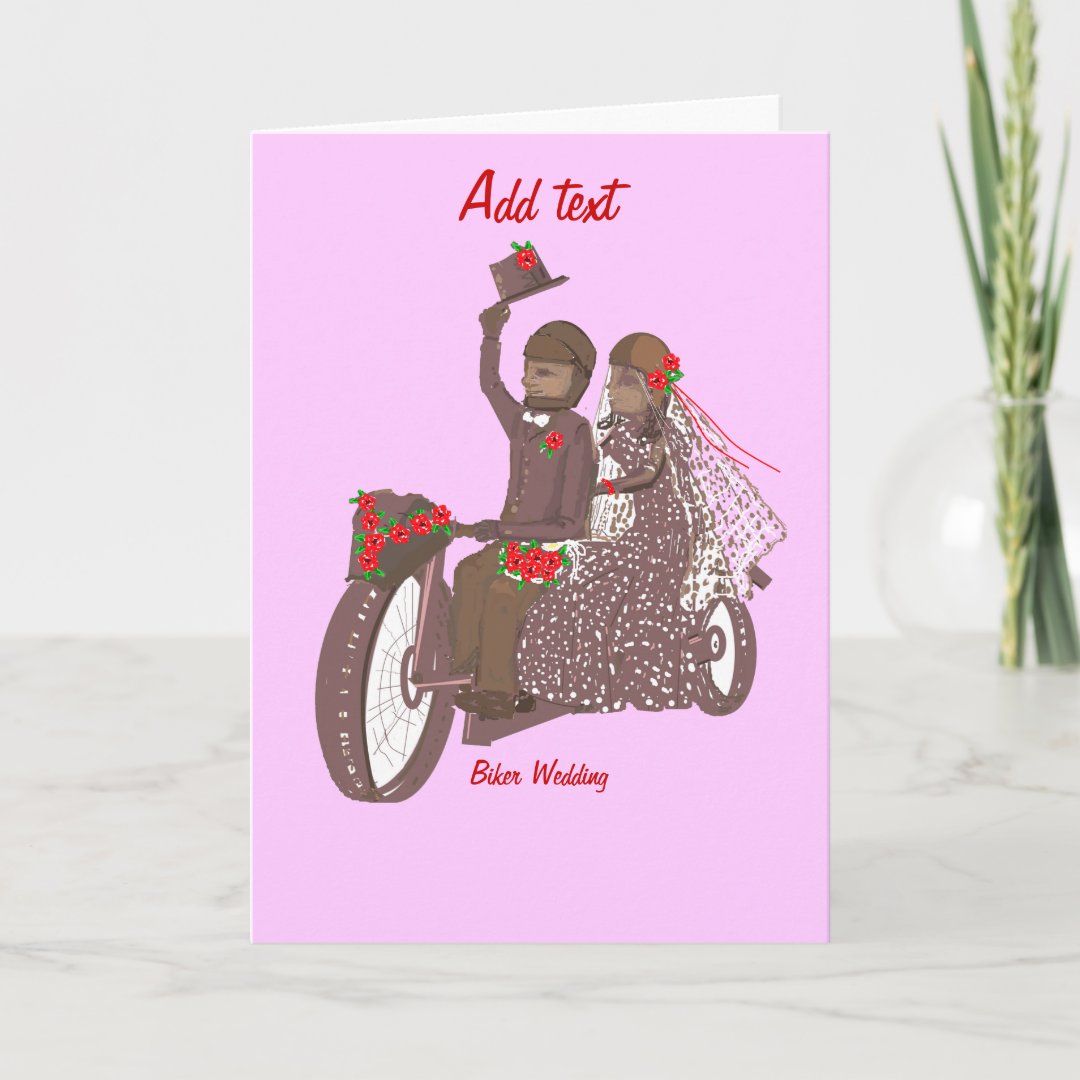 Red Roses Biker, Motorcycle Wedding Cards Products | Zazzle