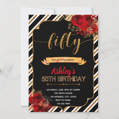 Red roses birthday invitation | Zazzle