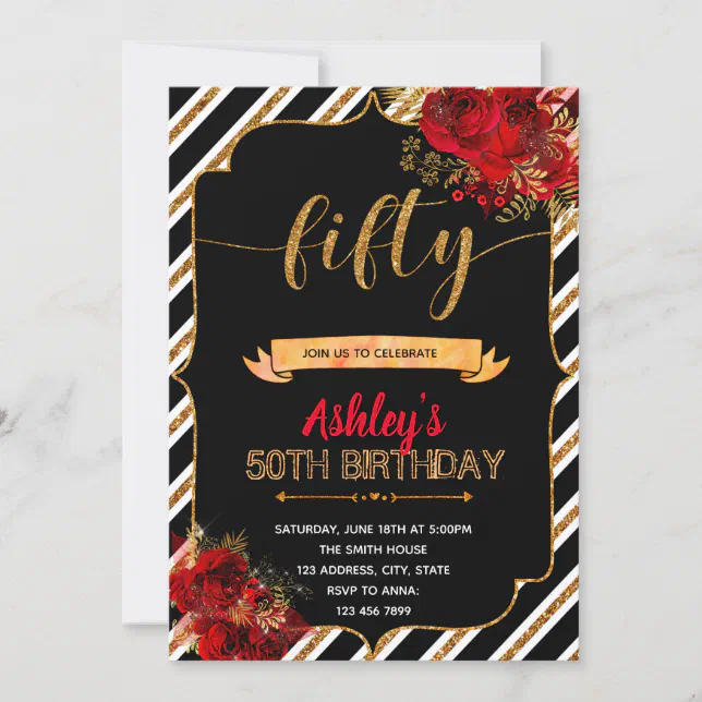 Red roses birthday invitation | Zazzle