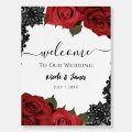 Red Roses & Black Lace Wedding Welcome Sign | Zazzle