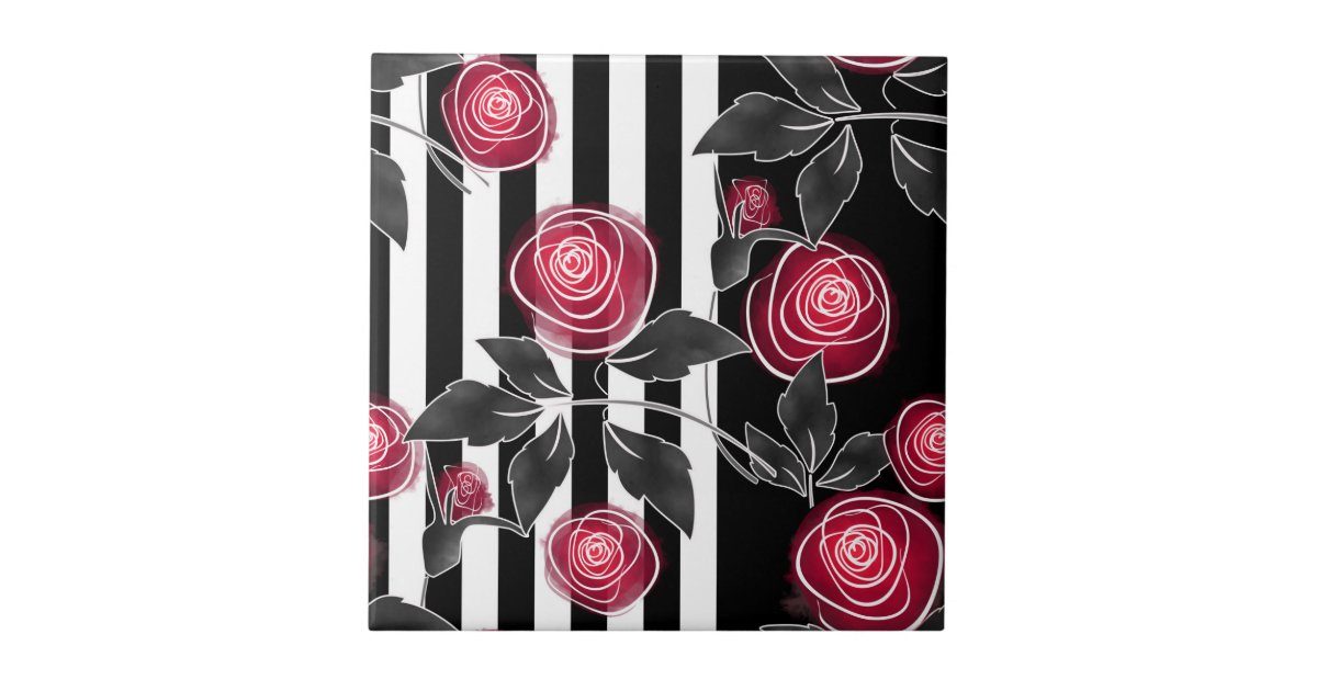 Red roses ceramic tile | Zazzle