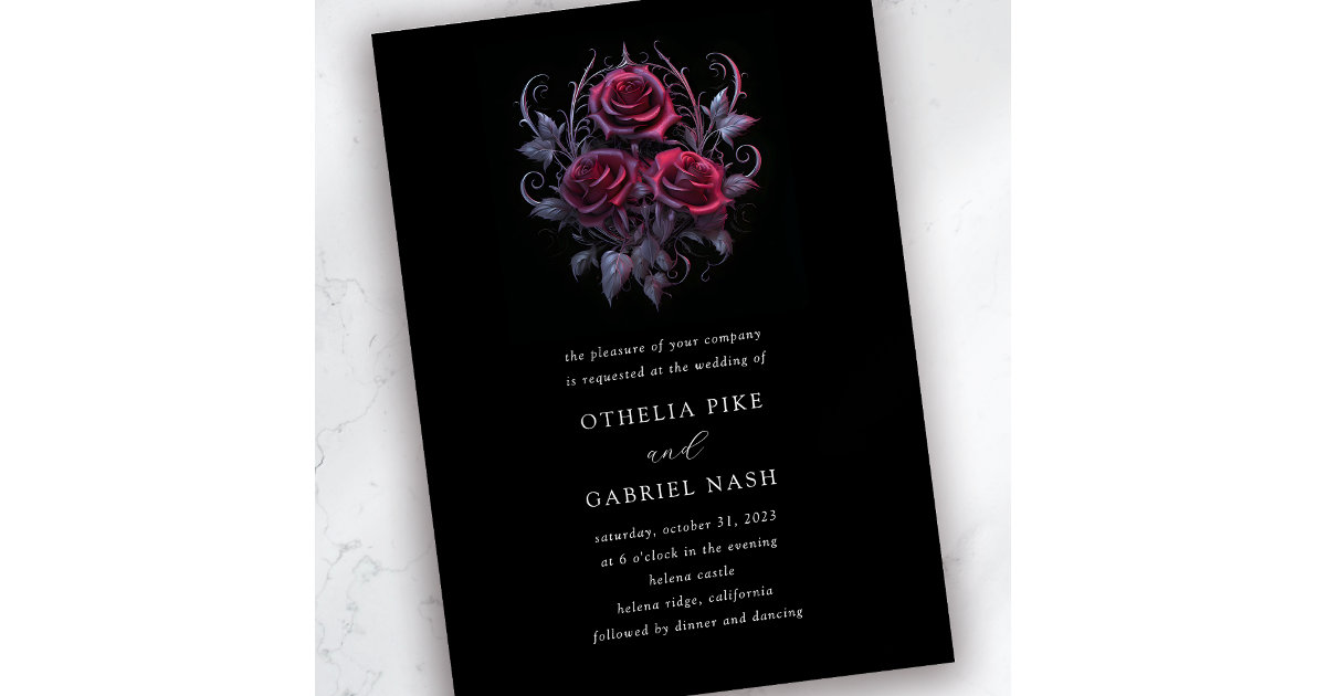Red Roses Dramatic Moody Gothic Wedding Invitation | Zazzle
