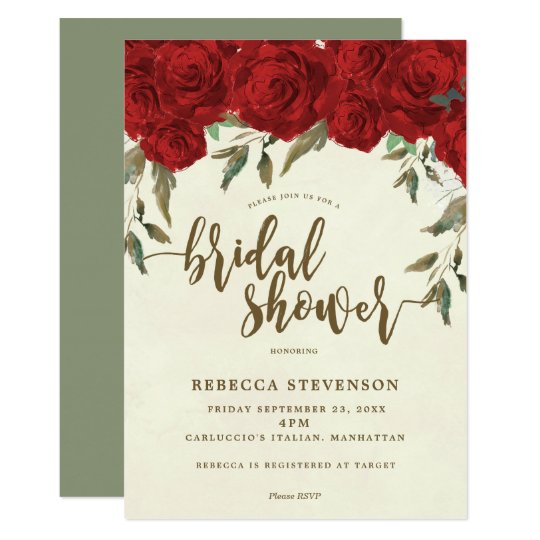 red roses floral bridal shower invitation | Zazzle.com