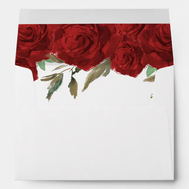 red roses floral lined invitation envelopes | Zazzle
