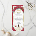 Red Roses Floral White Dress Quinceañera XV Menu | Zazzle