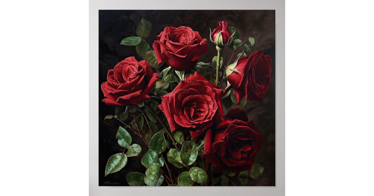 Red Roses Flower Art Print Poster | Zazzle