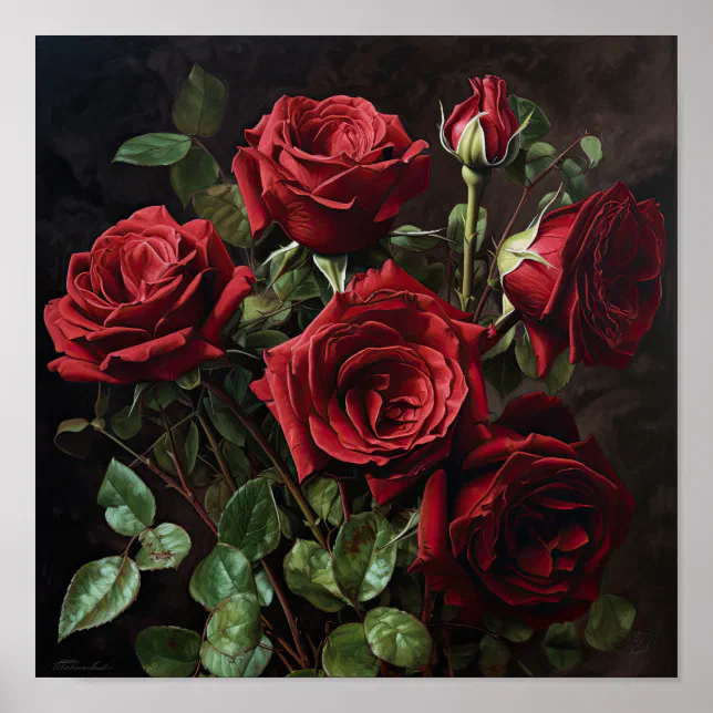 Red Roses Flower Art Print Poster | Zazzle
