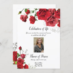 Red Roses Funeral Announcement Invitation | Zazzle