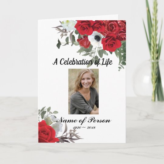 Red Roses Funeral Program | Zazzle.com