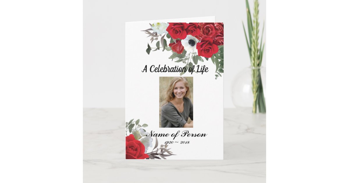 Red Roses Funeral Program | Zazzle