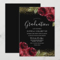 Red Roses Gold Glitter Graduation Party Invitation | Zazzle