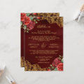 Red Roses Gold Lace QR Code Maroon Muslim Wedding Invitation | Zazzle