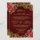 Red Roses Gold Lace QR Code Maroon Muslim Wedding Invitation | Zazzle